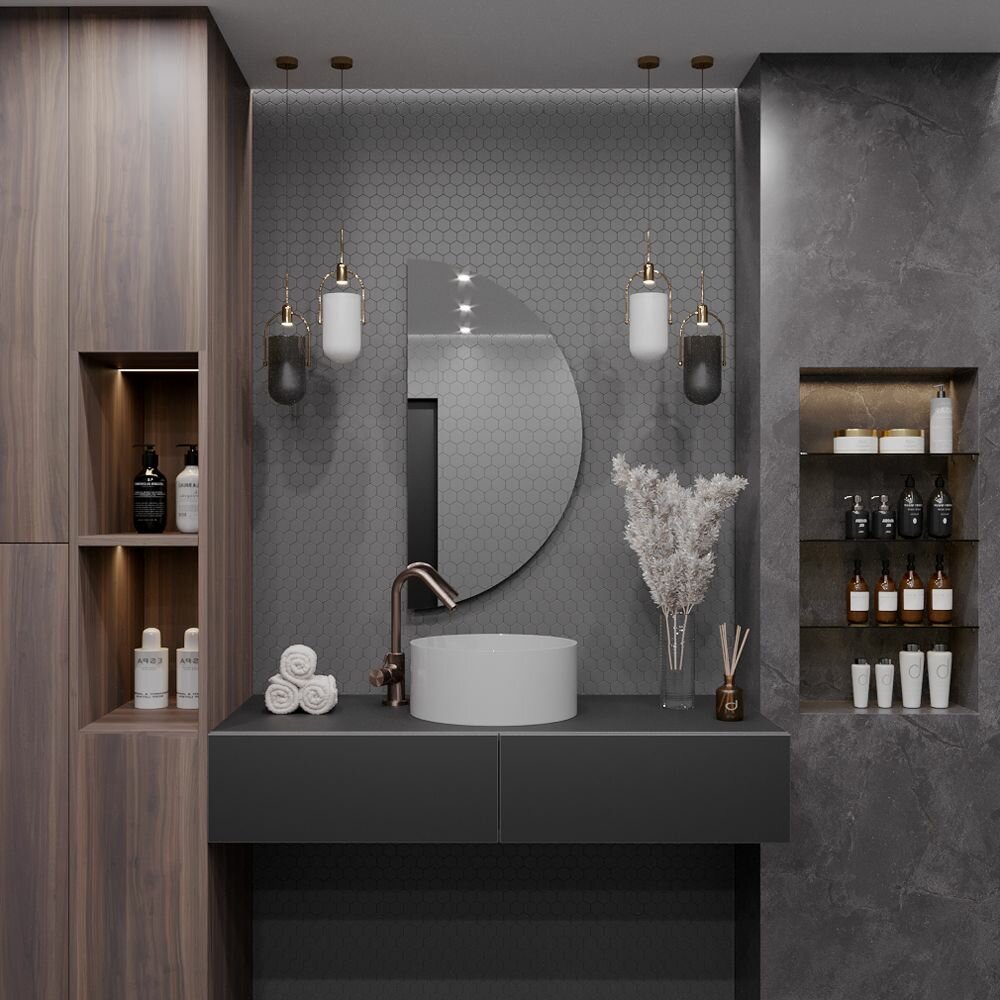 Зеркало для ванной круглое Alias Муза 110*55 1/2 половина обрез слева