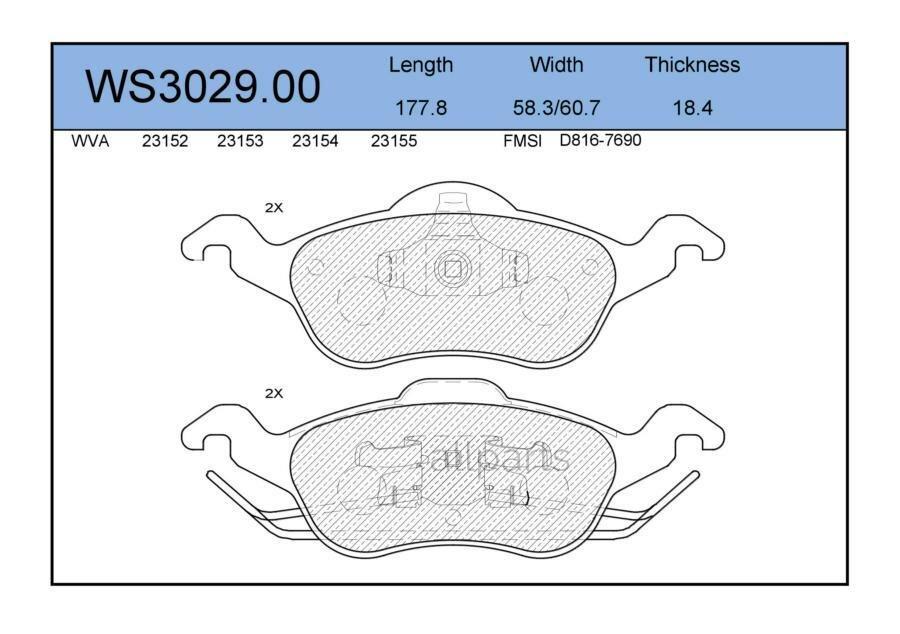 JEENICE WS302900 Колодки тормозные дисковые | перед |