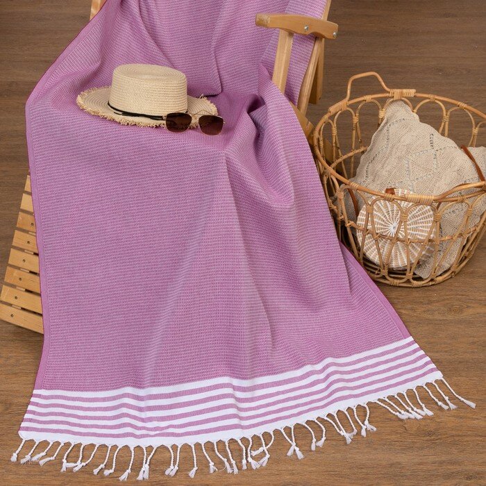 Полотенце - пештемаль пляжное Waffle, 100×180 см, хлопок 100 %, розовое