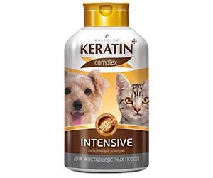 Шампунь для собак и кошек с жесткой шерстью Keratin + insitive 400мл r505
