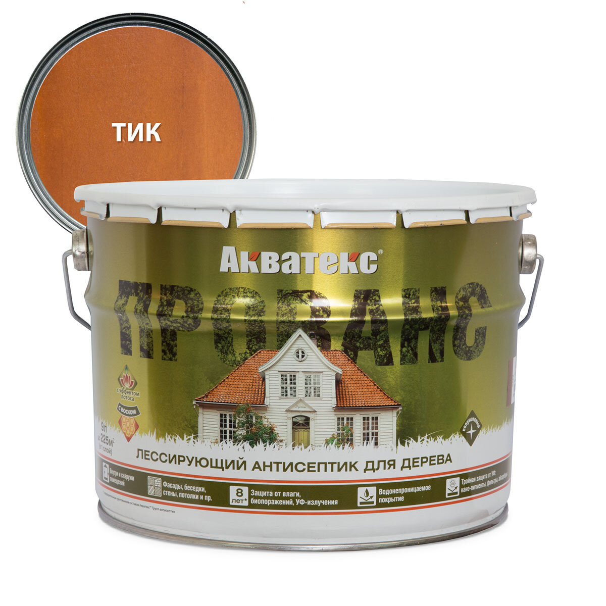 Антисептик для дерева акватекс прованс лессирующий, полуматовый 9л тик