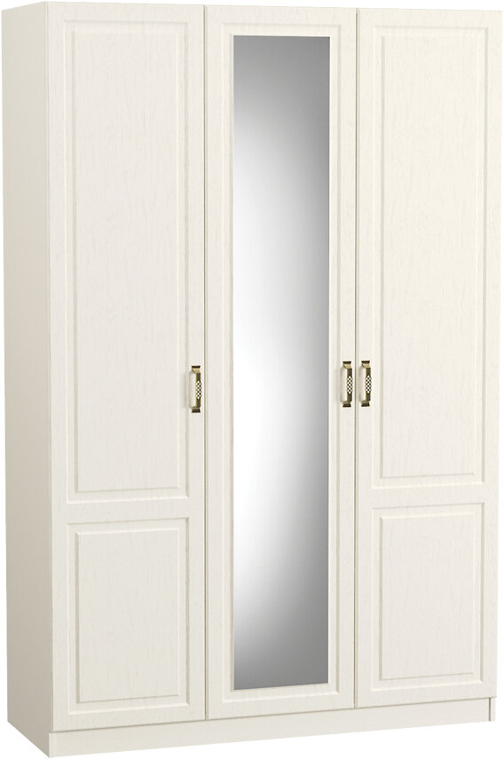 Шкаф с зеркалом Моби Ливерпуль 08.45 Н + карниз цвет Белый/ ясень ваниль, размер 158,2х56,3х223,5 см