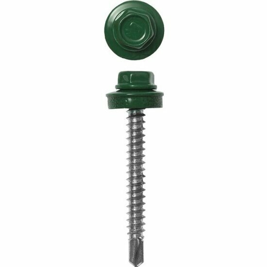 Саморезы СКД Зубр кровельные, RAL 6002 зеленый лист, 80 х 4.8 мм, 140 шт, для деревянной обрешетки, Профессионал 4-300315-48-080-6002