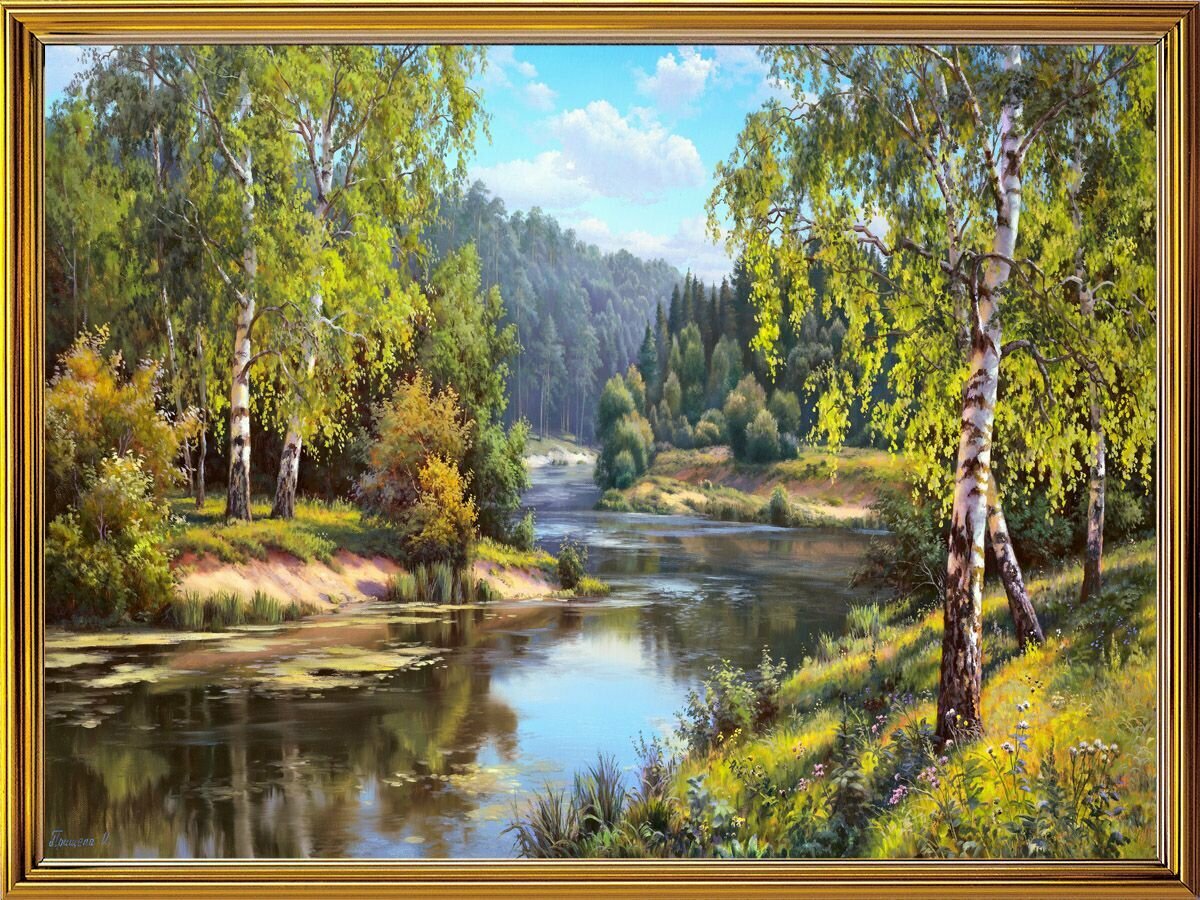 Картина "У реки", 30х40 см, художник - Прищепа И, Арт. ПИ10-30х40