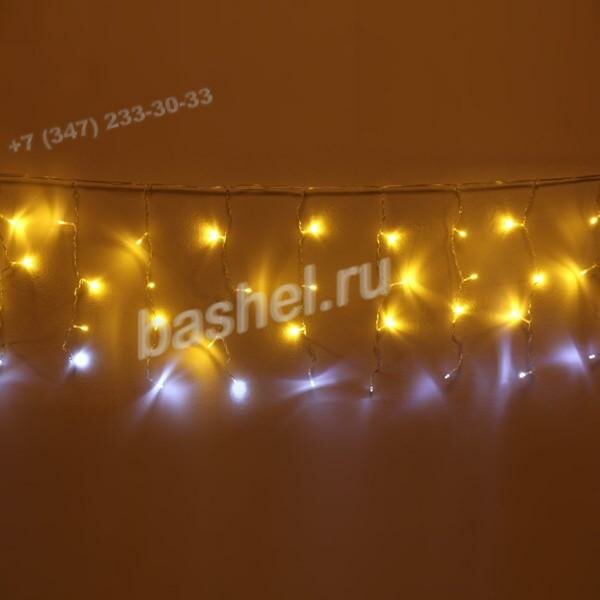 Гирлянда светодиодная Бахрома "Мерцание" 1,5*0,4 м, 48 ламп LED, Тёплый белый (белое мерцание), прозр. пров. с возм. сое
