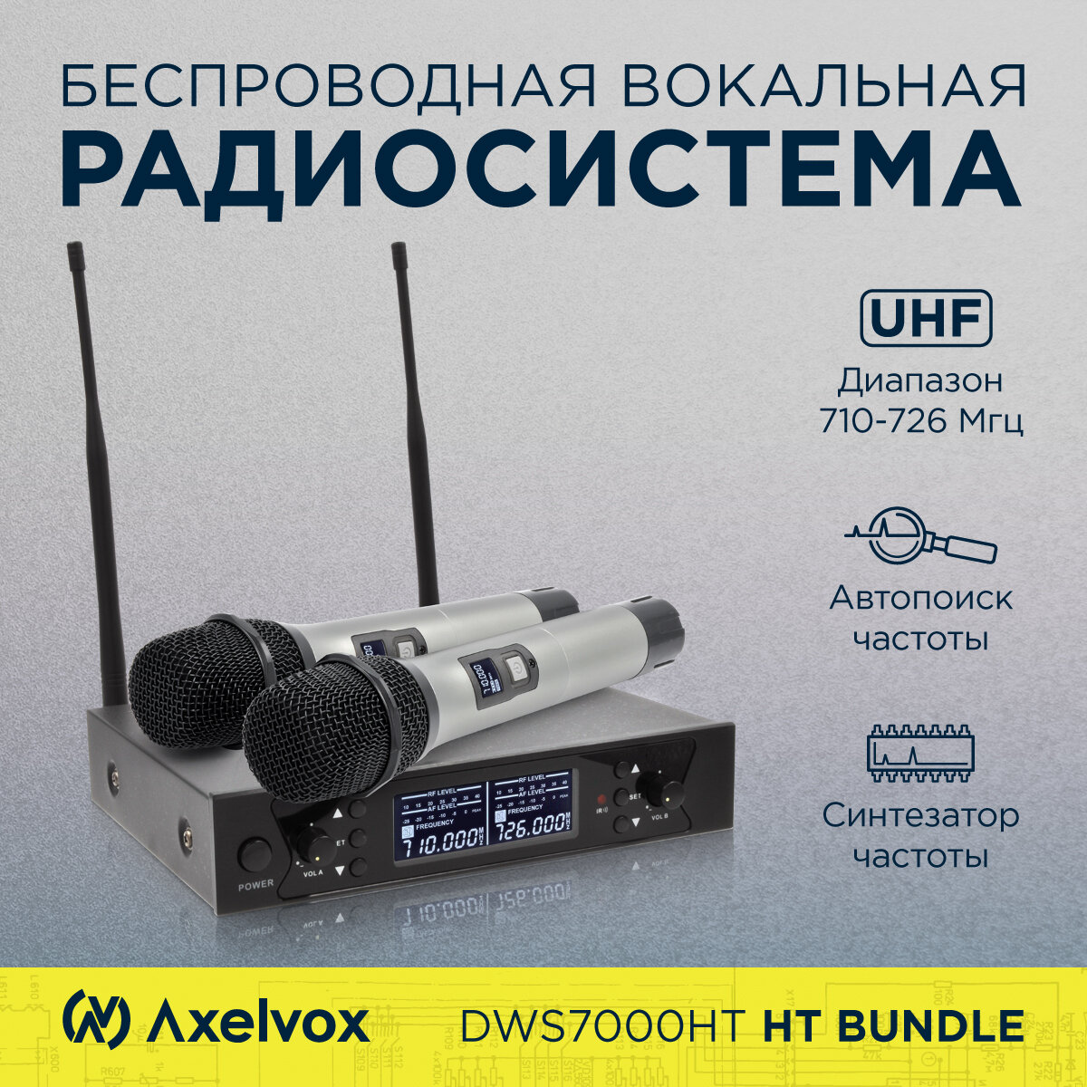 Беспроводная вокальная радиосистема с 2 микрофонами с DSP AX-7000H (HT Bundle)