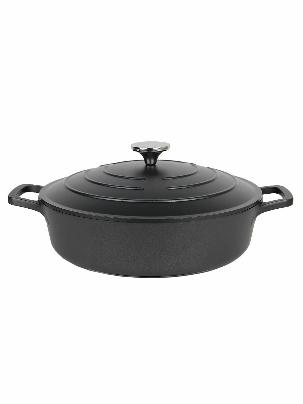 Кастрюля DUBLIN 28х7.5см из литого алюминия с антипригарным покрытием с крышкой (черный) Kamille.