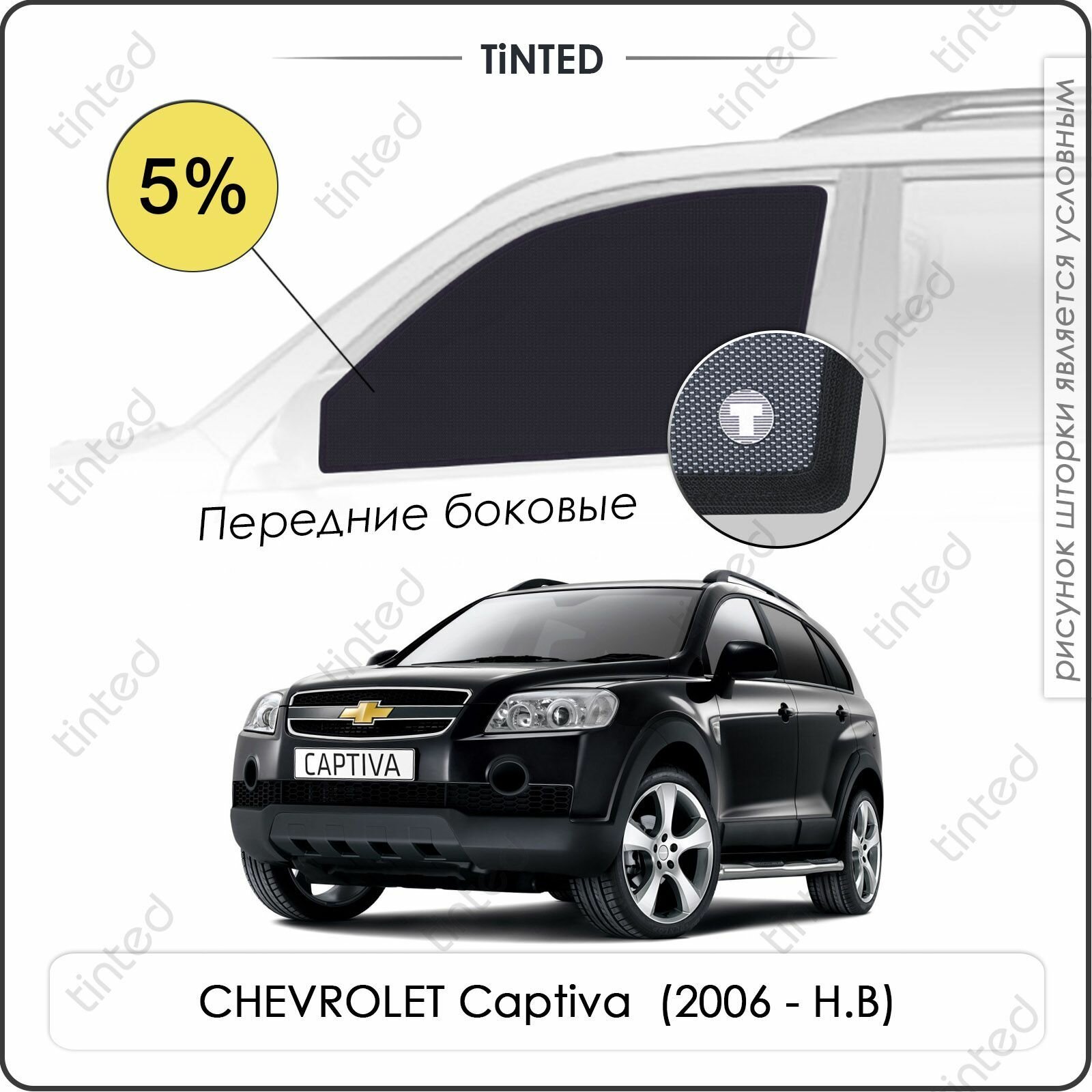 Шторки на автомобиль солнцезащитные CHEVROLET Captiva 1 Внедорожник 5дв. (2006 - Н. В.) на передние двери 5%, сетки от солнца в машину шевроле каптива, Каркасные автошторки Premium
