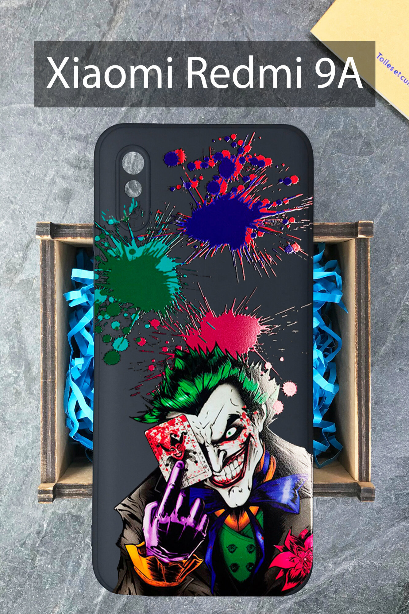 Силиконовый чехол на Xiaomi Redmi 9A с принтом Джокер карта с кляксой Редми 9А