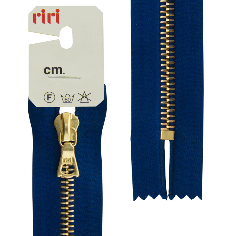 Молния металл Gold неразъёмная на атласной тесьме 6 мм 16 см цвет 9603 синий