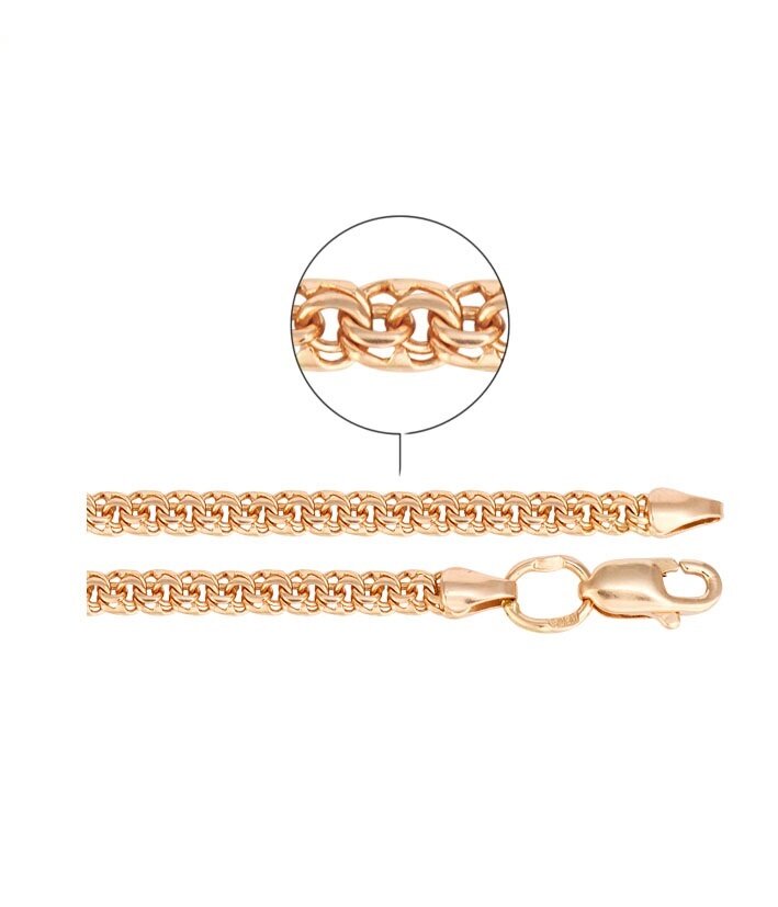 Браслет-цепочка, красное золото, 585 проба