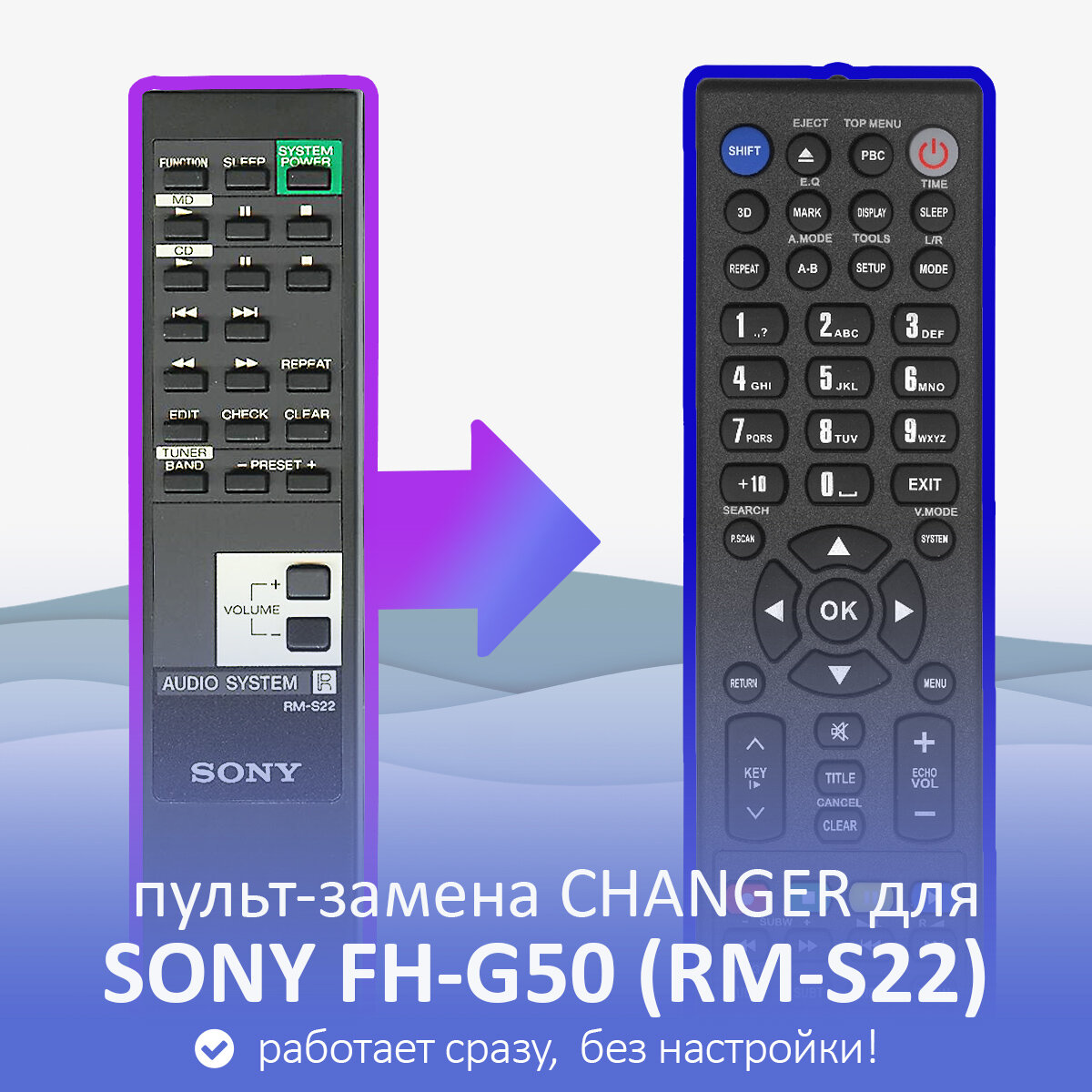 Пульт-замена для SONY FH-G50 (RM-S22)