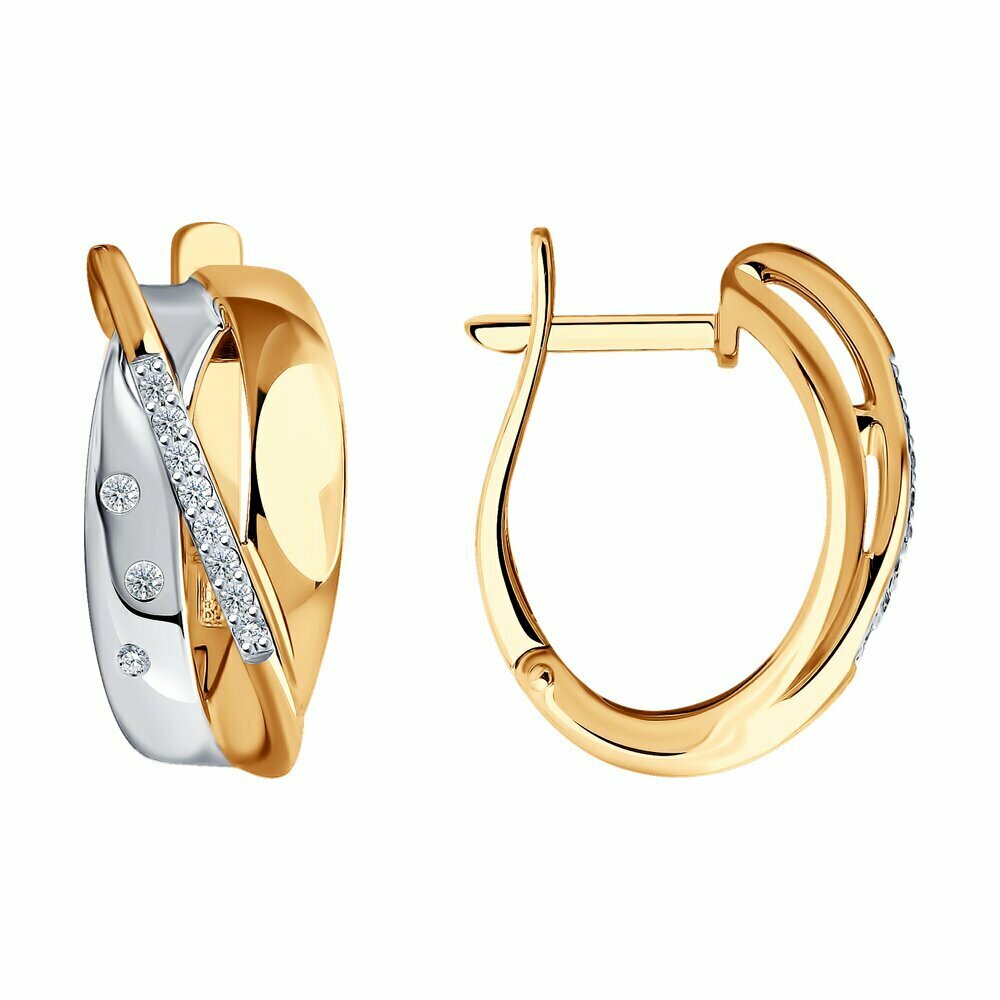 Серьги, красное золото, 585 проба, бриллиант