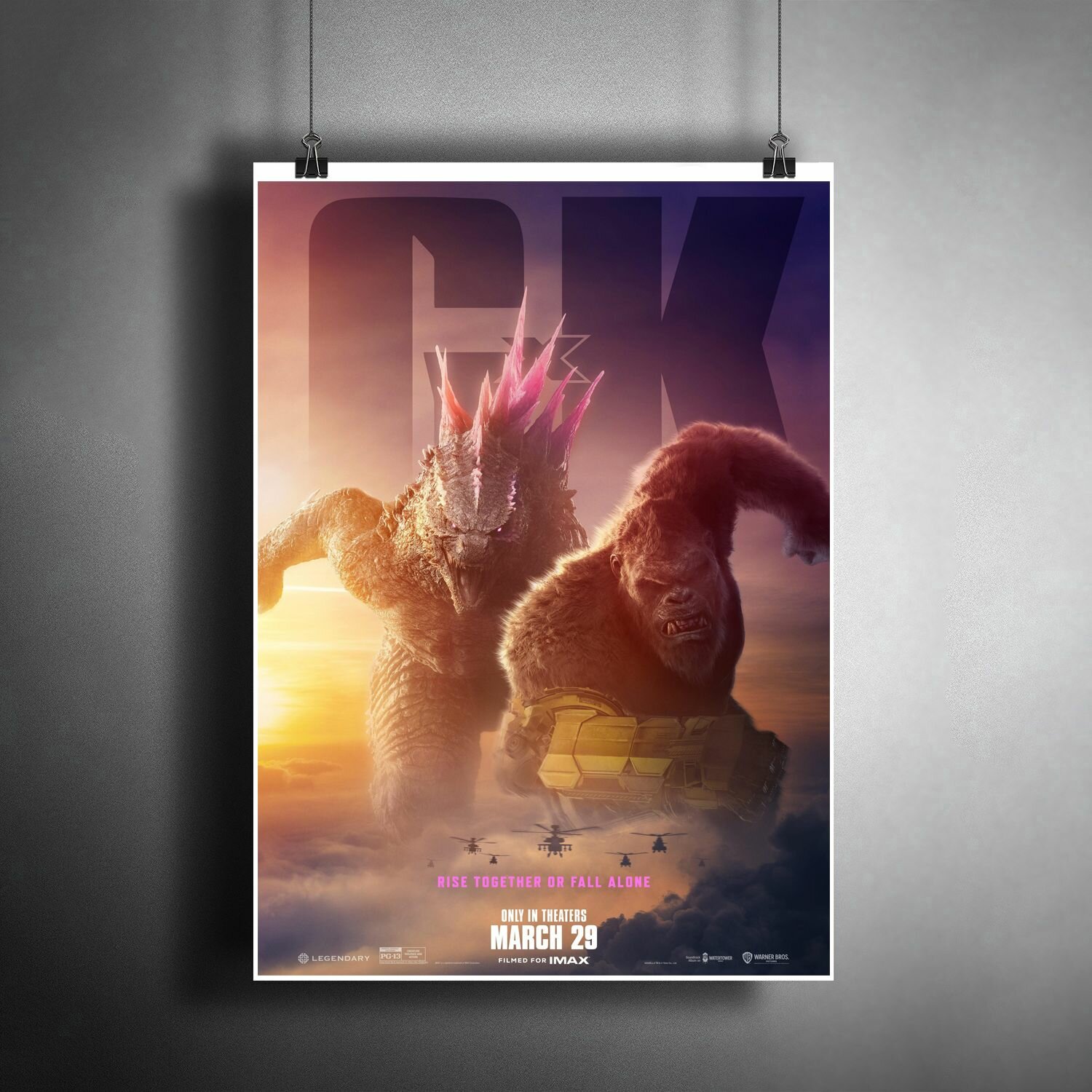 Постер плакат для интерьера "Годзилла против Конга" / Декор дома, офиса, комнаты, квартиры, детской A3 (297 x 420 мм)