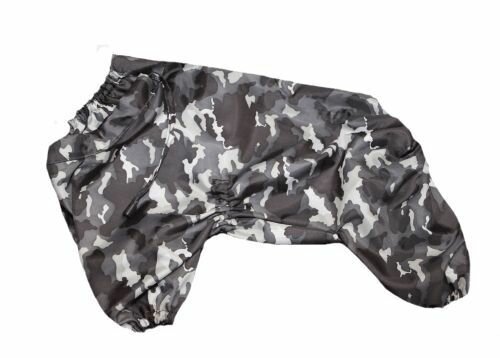 Тёплый комбинезон, с подкладкой флис, для мопса суки, укороченные лапы, длина спины 25 см, цвет серый камуфляж