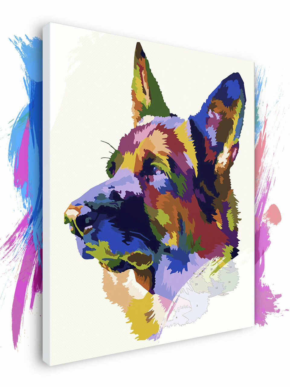 Картина по номерам на холсте Радужная Овчарка, 50 х 70 см