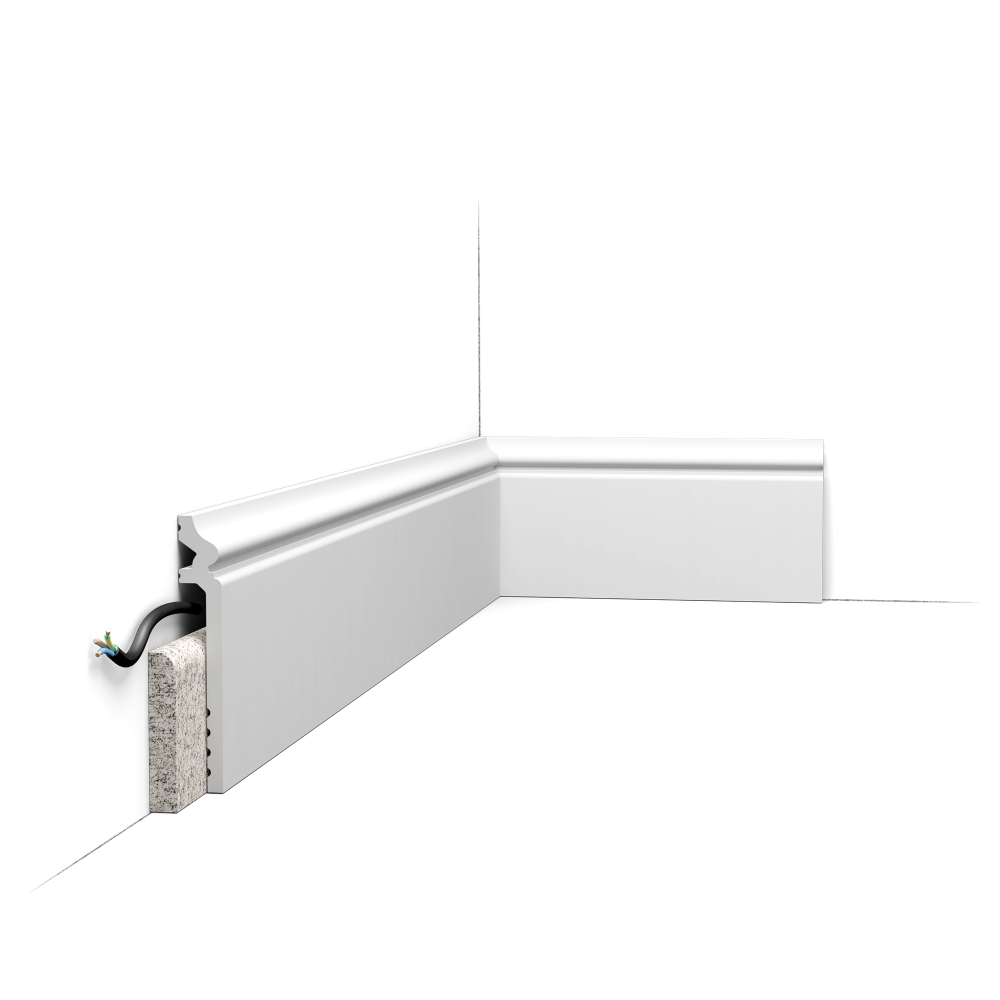 Плинтус ORAC Decor SX186, дюрополимерный, влагостойкий, ударопрочный, под покраску, длина 2 метра, 1 шт.