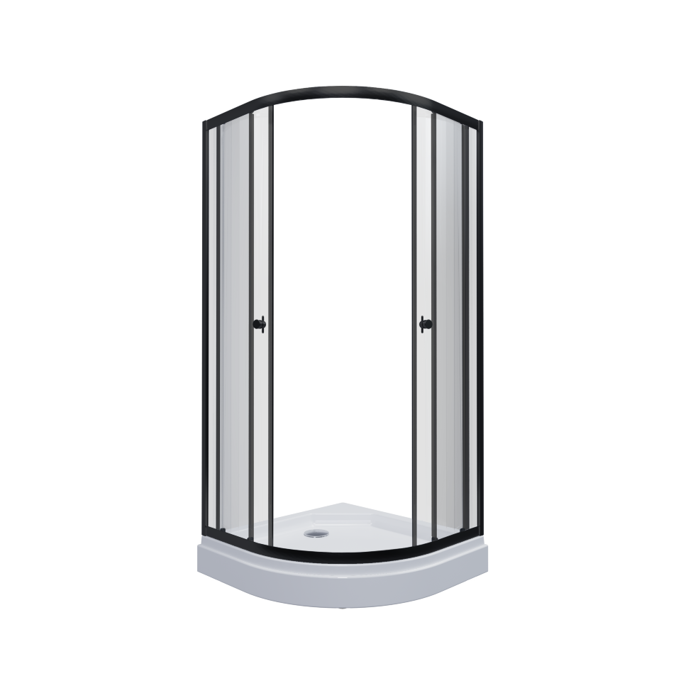 Душевое Ограждение Triton Альфа-Блэк 100х100, 1/4 круга, низкий поддон, (2места, сифон D90мм)