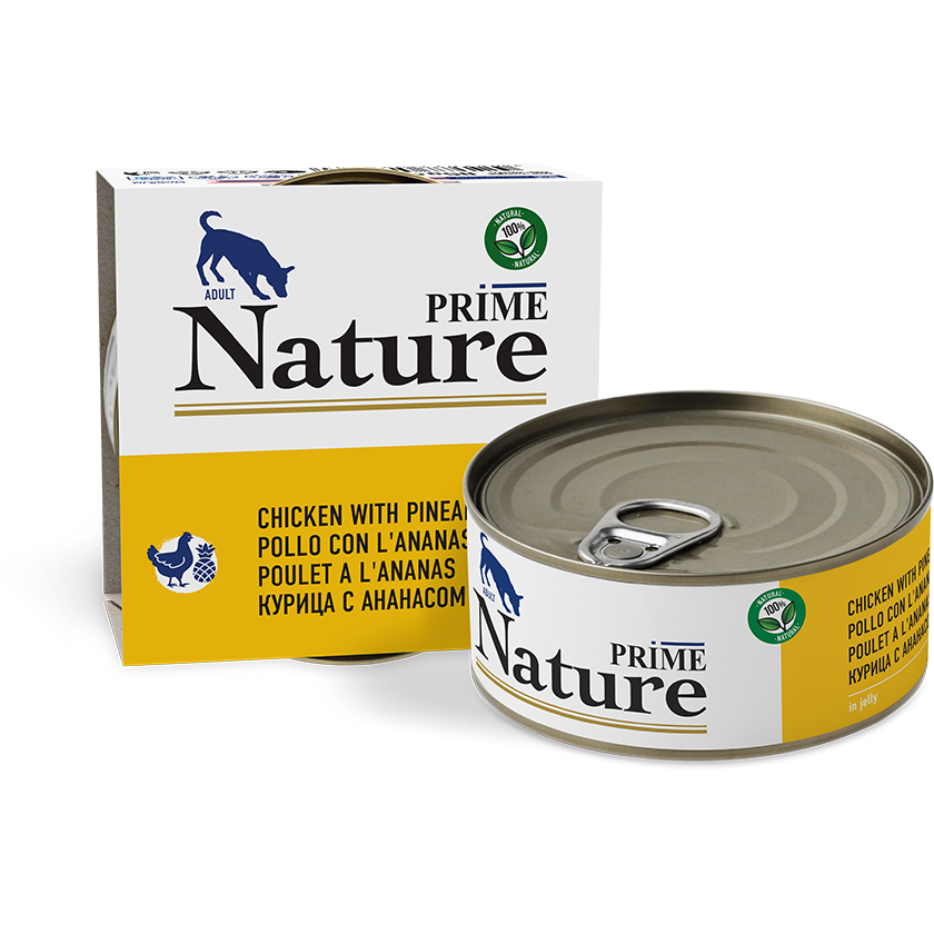 PRIME NATURE Консервы для собак Курица с ананасом в желе ж/б 150 гр 137.6.7097