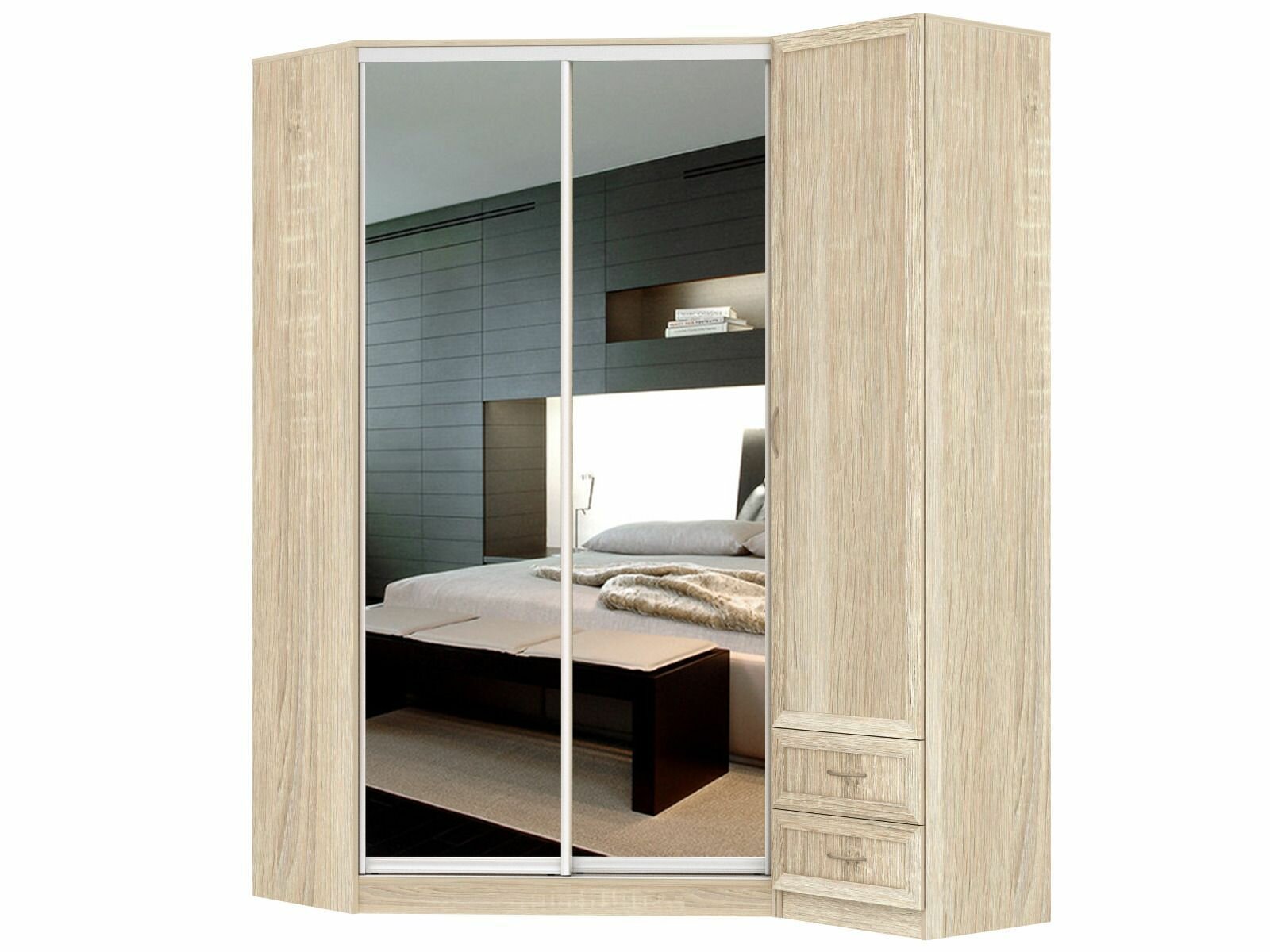 Шкаф угловой для одежды "Наполеон 2.4" 110/150х220х45, дуб сонома