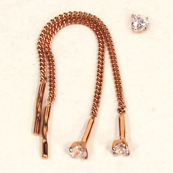Серьги цепочки, красное золото, 585 проба, фианит