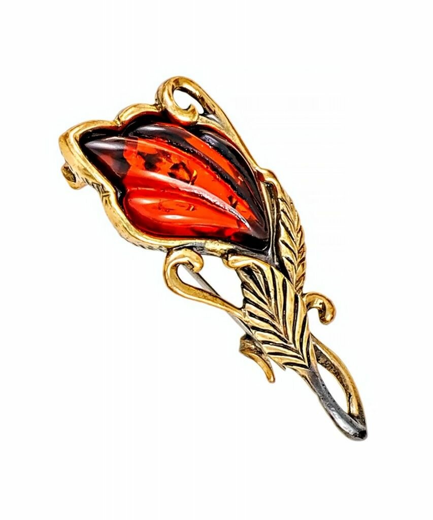 Брошь, янтарь