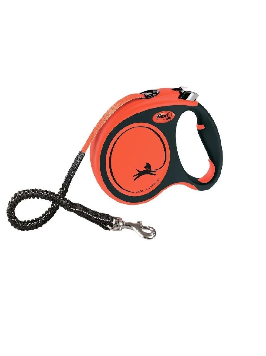 Flexi Рулетка Xtreme M 5м до 35кг (ремень) черно-оранжевая