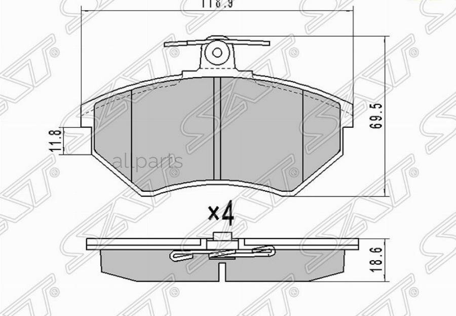 SAT ST-8D0698151L Колодки тормозные (Спереди) Audi A4 00-06 / Volkswagen Golf 87-99