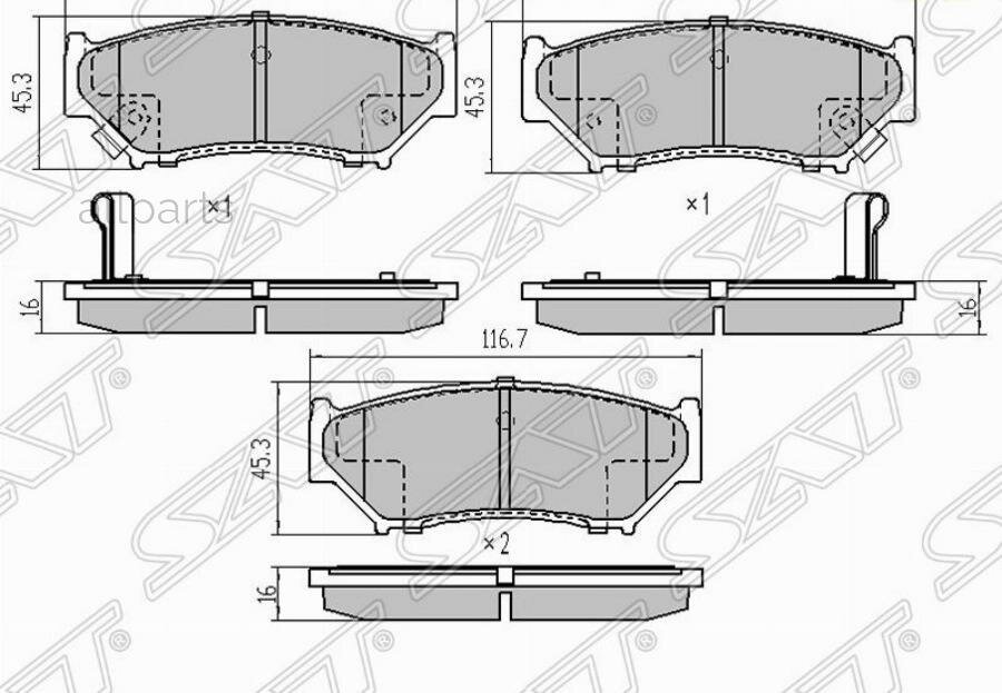 SAT ST-55200-65D21 Колодки тормозные (Спереди) Suzuki Escudo 88-05 / Grand Vitara 97-16