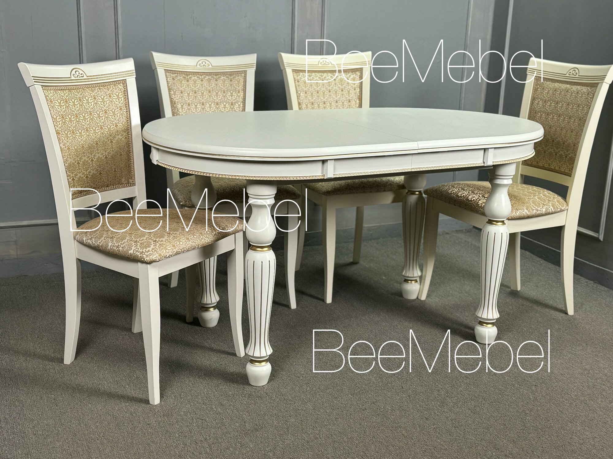 Обеденная группа "Слоновая кость", МДФ, бук, 180х80 см, 4 стула