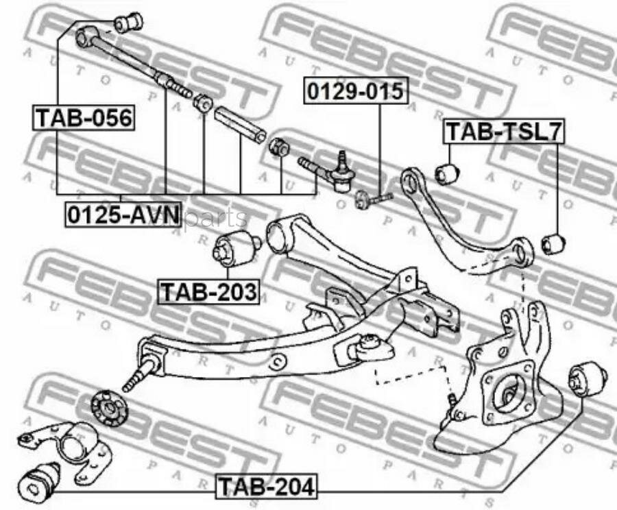 FEBEST 0129-015 болт С эксцентриком TOYOTA COROLLA/FIELDER CE121 NZE12# ZZE12# 2000.08-2006.09 [JP]