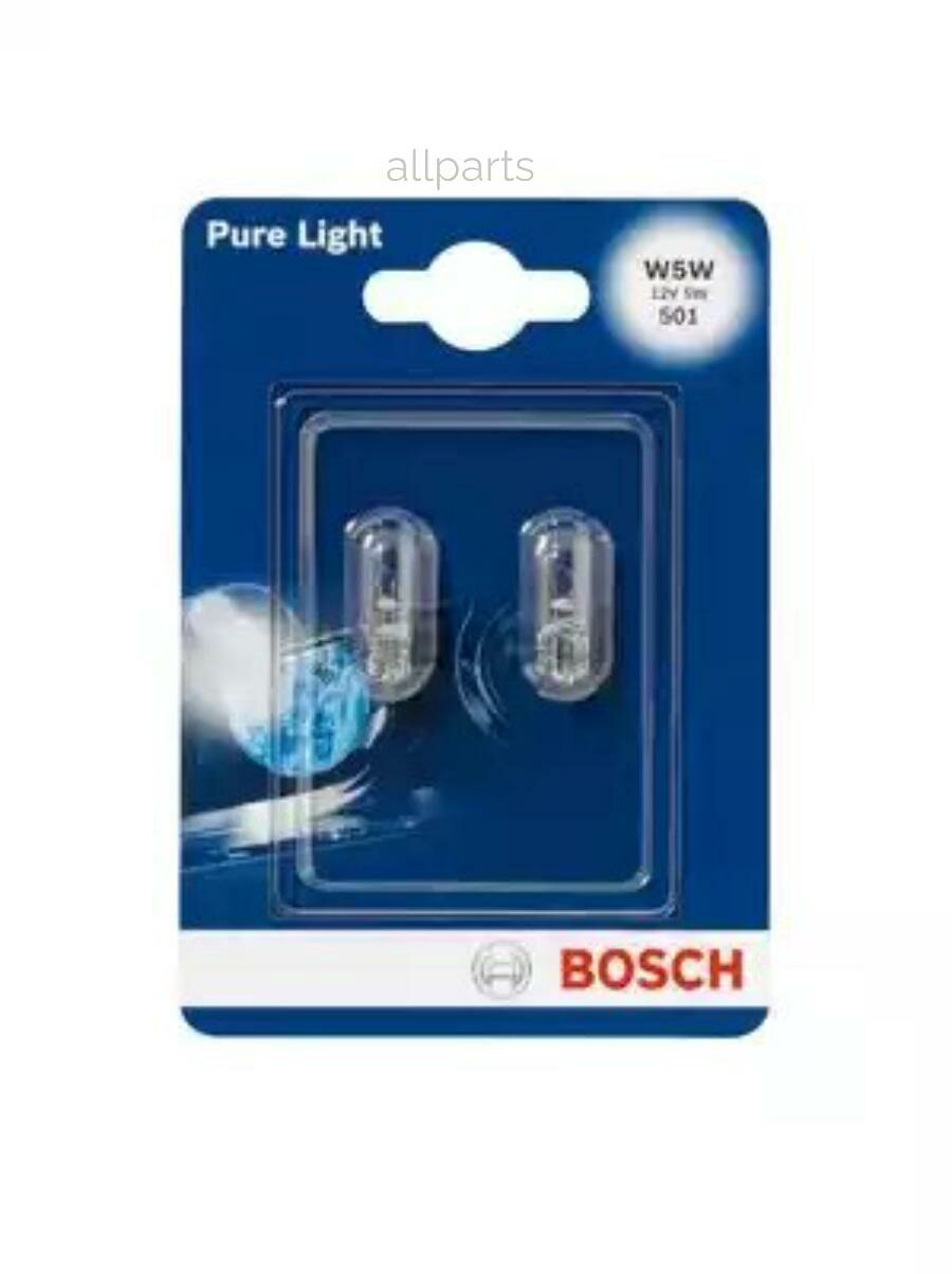 BOSCH 1 987 301 026 Лампа 12V W5W 5W BOSCH 2 шт. блистер 1 987 301 026