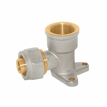 Уголок настенный соединитель обжимной для металопластиковых труб 1/2 дюйма х 16 мм F-Цанга