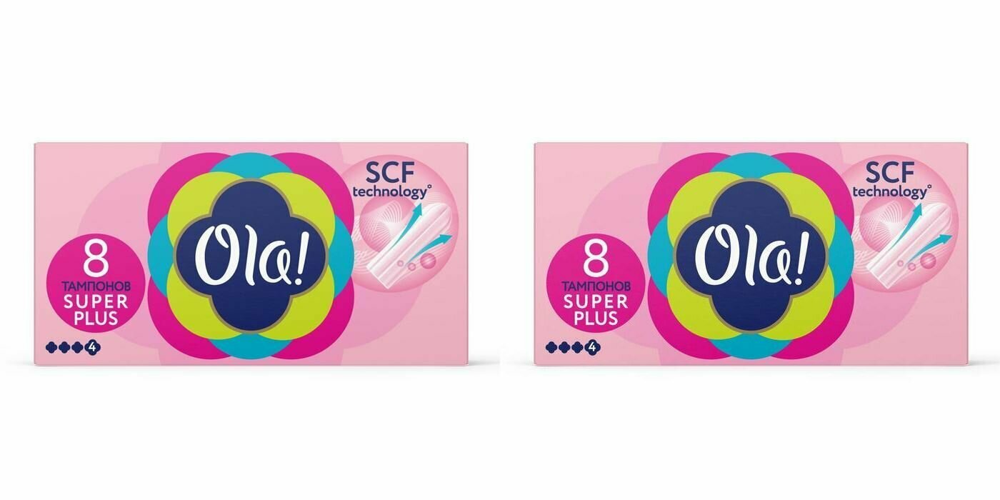 Ola! Тампоны гигиенические Super Plus Шелковистая поверхность, 8 штук в упаковке, 2 уп