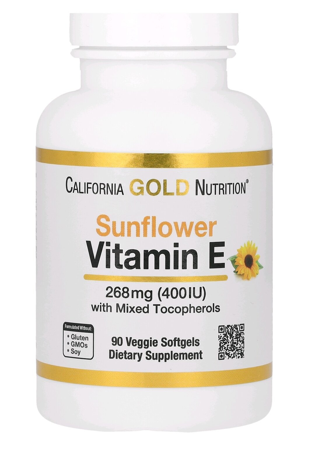 Витамин Е, посолнечный, 400 МЕ, 90 капсул, California gold nutrition