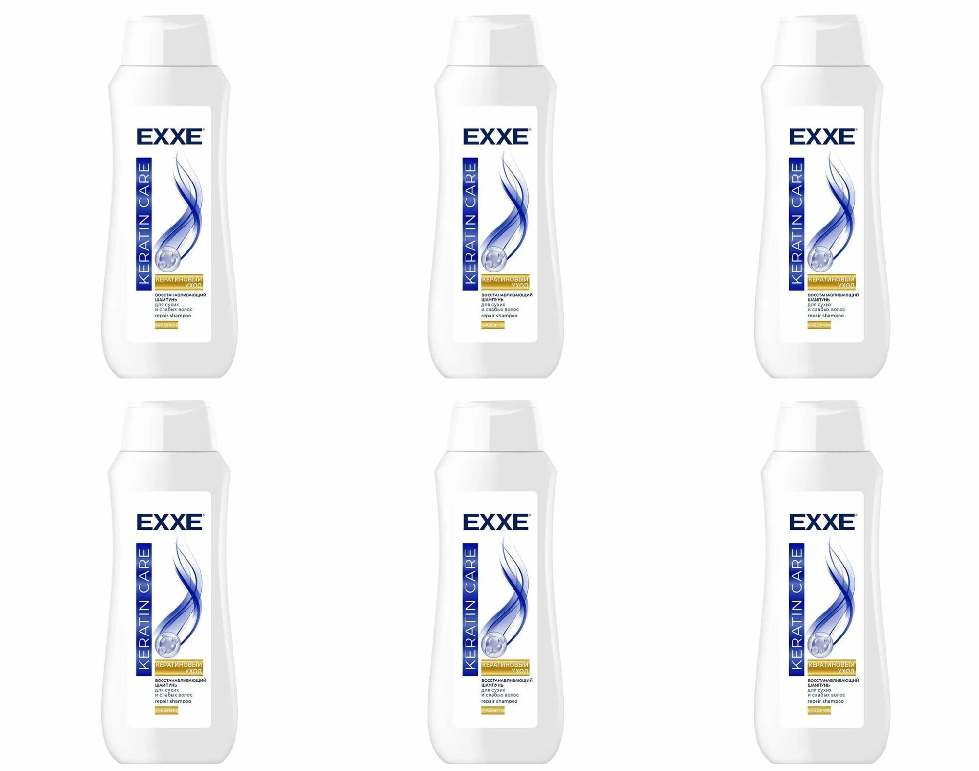EXXE Шампунь для волос Keratin Care Кератиновый уход, 400 мл, 6 шт