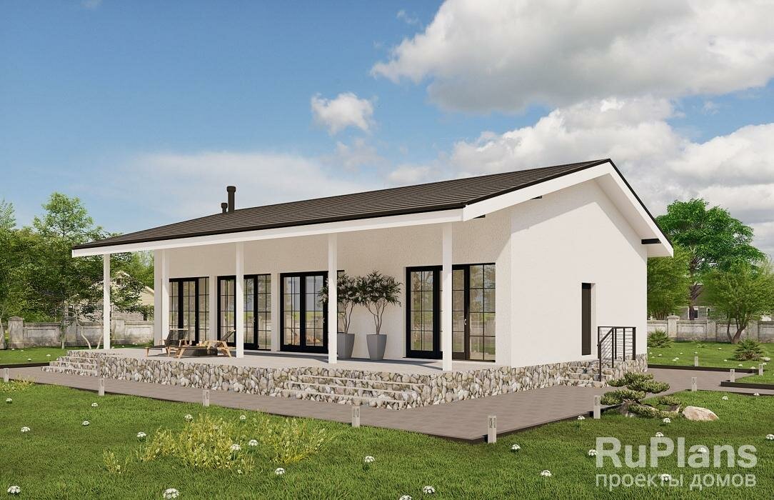 Одноэтажный дом с бассейном, хаммамом и сауной. (105 м2, 16м x 13м) Rg6336