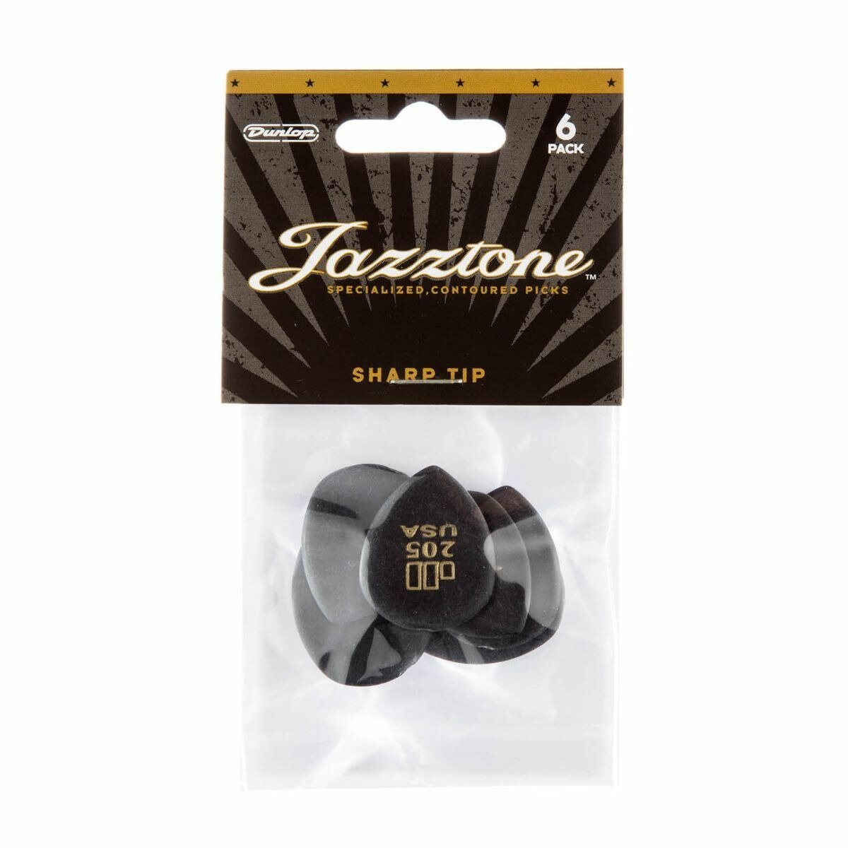Набор медиаторов 6шт. Dunlop 477P205 Jazztone Point Tip 6Pack