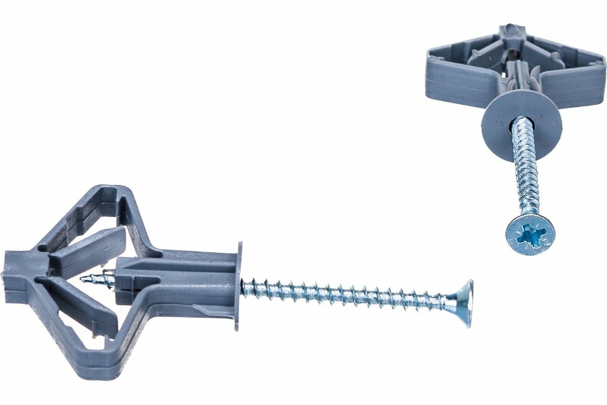 Tech-Krep дюбель бабочка для гипсокартона 10х50 с саморезом 4х60, 40 шт в пакет