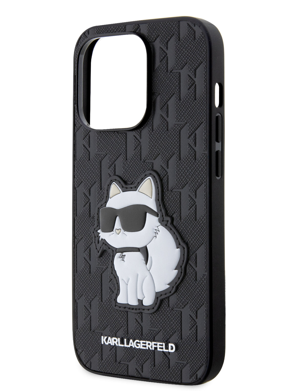 Lagerfeld для iPhone 14 Pro Max чехол PU Saffiano Monogram NFT Choupette Hard Black
