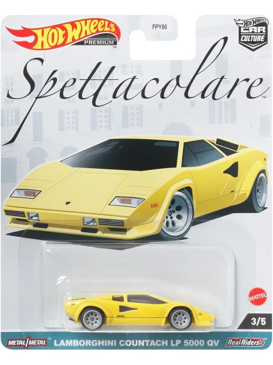 Коллекционная Premium машинка Hot Wheels Lamborghini Countach LP 5000 QV Giallo Sole (коллекция Car Culture 2023, серия Spettacolare, 3/5)