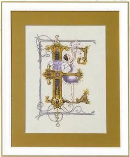 Набор для вышивки крестом Amishop Gold Collection Буквы сказочного волшебника-эльфа E, 16CT unprint canvas