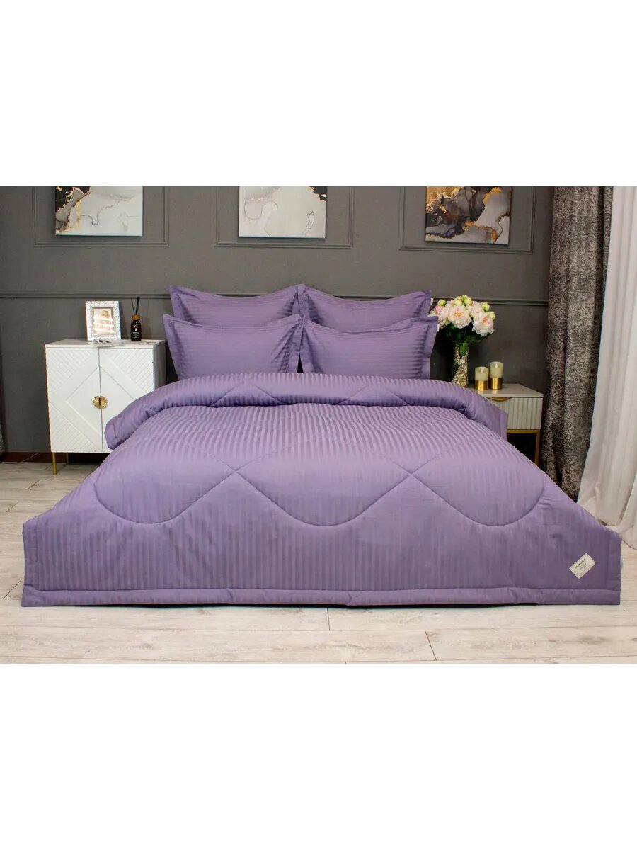 Постельное белье Евро с Одеялом Страйп-Сатин Казанова