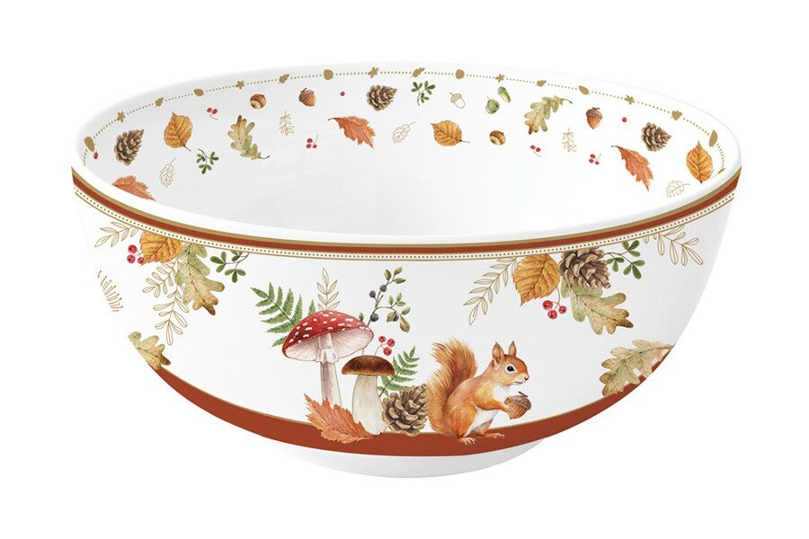 Салатник, 23х10 см, 2,5 л, фарфор P, белый, Белка и грибы, Autumn Breeze (Easy Life)