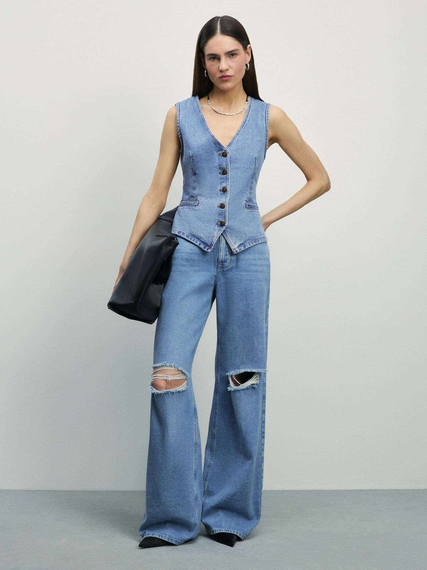 Джинсы широкие wide leg 