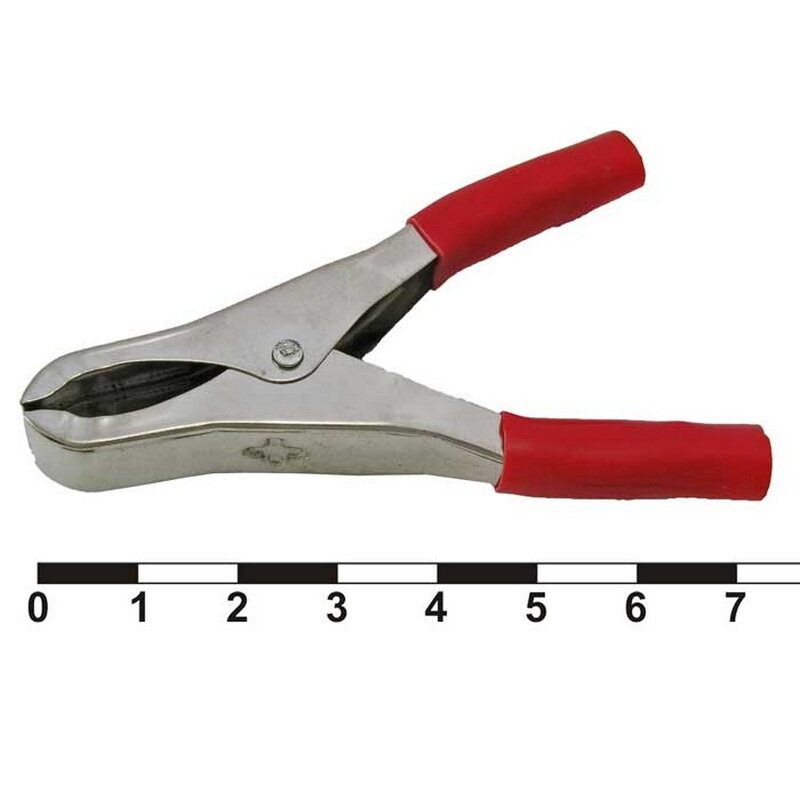 Зажим-крокодил под пайку/обжим, 18.5 мм, 15 А, красный