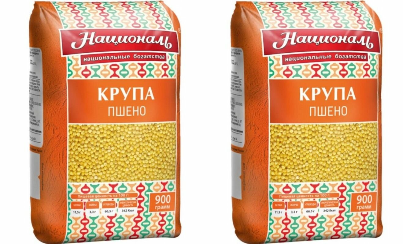 Националь Крупа пшено шлифованное 900 г, 2 шт
