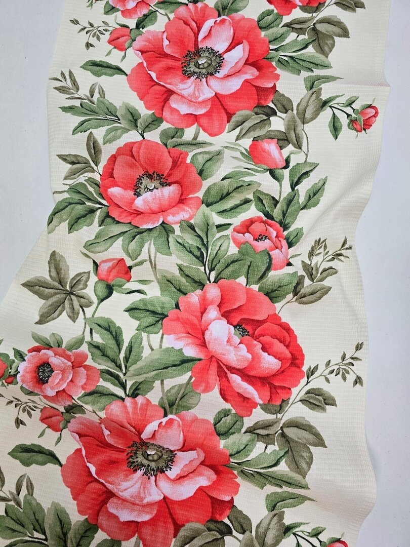 Ткань Вафельное полотно "Шиповник красный" 50*200см