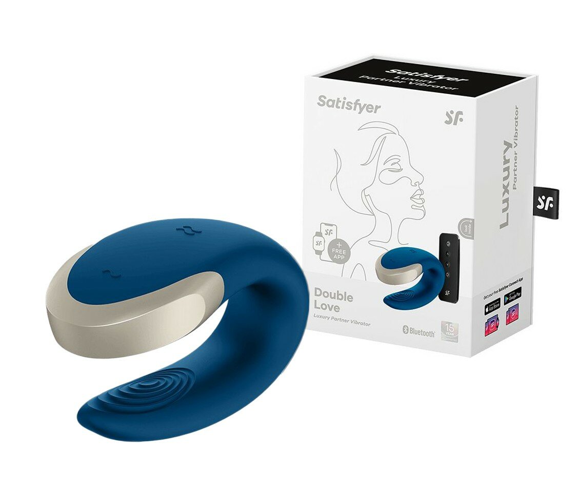 Вибростимулятор Satisfyer "Double Love", для пар, синий, 10 режимов