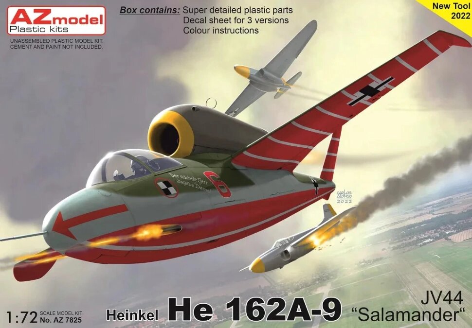 Сборная пластиковая модель истребителя Heinkel He-0162A-9 Salamander (1/72) AZ7825